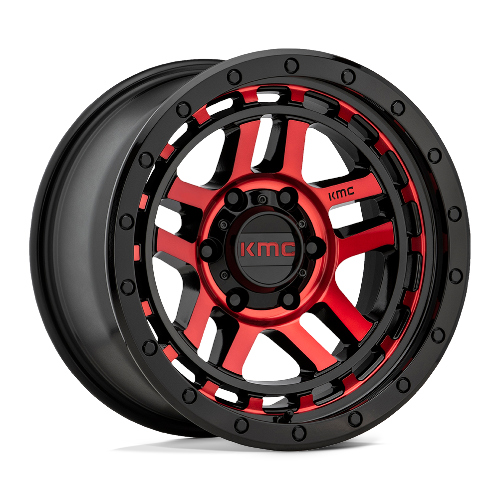 KMC 17X8.5 KM540 RECON 5X5.0 18MM GLOSS BLACK MACHINED WITH RED TINT ...